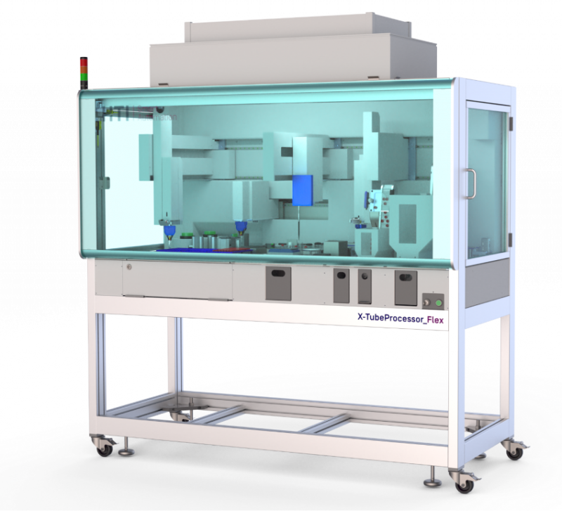 Laboratory automation: labeling, filling and screwing